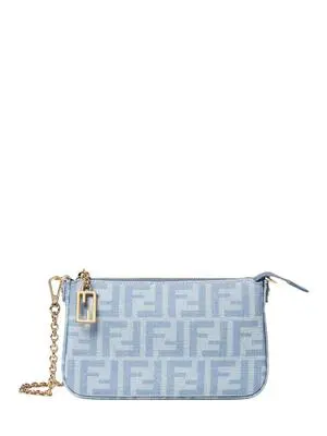 Fendi Tube Pouch Light Blue Ff Denim Pouch - [light Blue]